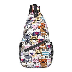 Jumou Cute Cat Sling Bag Crossbody Backpack Women Girls Kawaii Gifts Outdoor Casual
