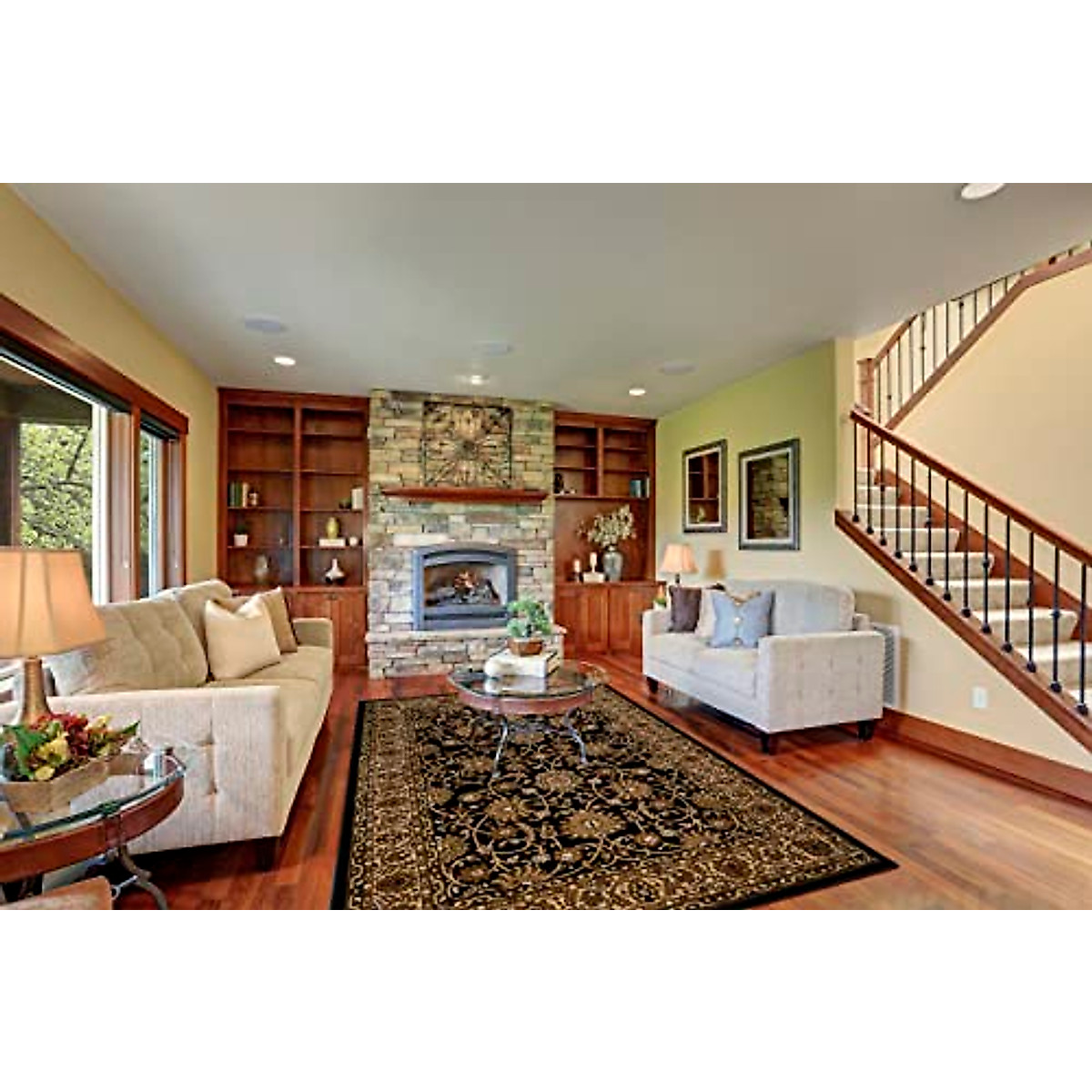 Great American Distributors -Batumi Black Traditional/Transitional Area Rug 5'3" X 7'6"