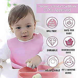 GODR7OY Silicone Baby Bib, BPA Free Waterproof Bibs, Adjustable 2PCS (Sakura)