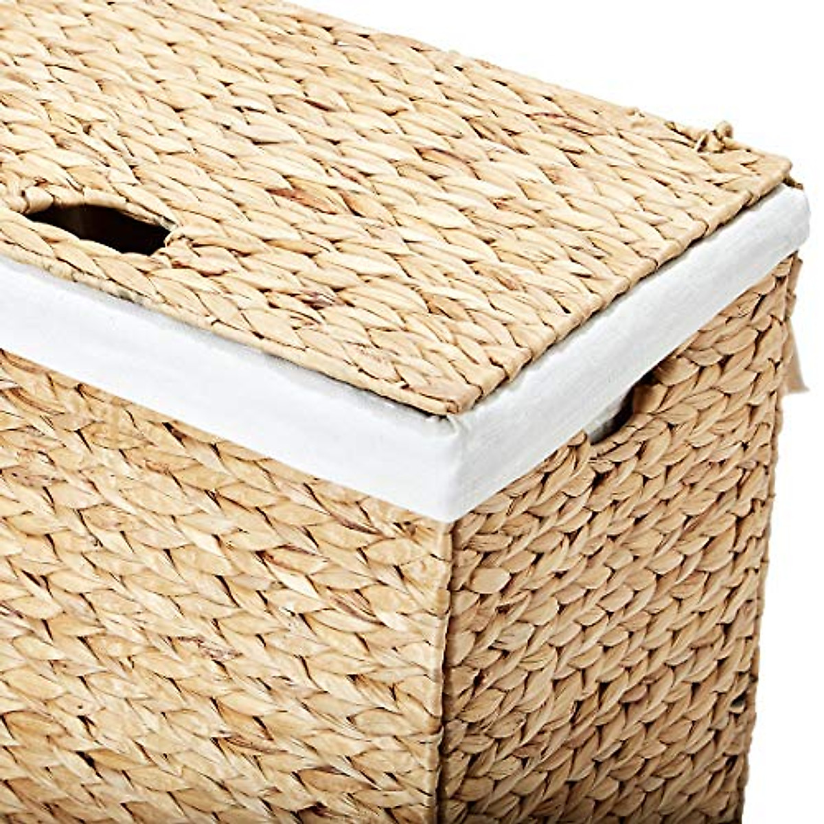 Seville Classics Premium Hand Woven Portable Laundry Bin Basket with Built-in Handles, Household Storage for Clothes, Linens, Sheets, Toys, Water Hyacinth, Rectangular Hamper