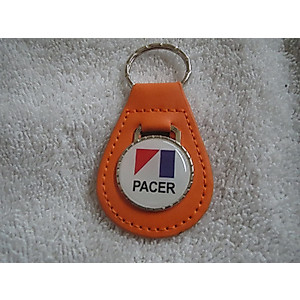 1975 1976 1977 1978 1979 AMC PACER LOGO EMBLEM LEATHER KEYCHAIN - PUMPKIN