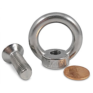 Brute Magnetics Eyebolt with Screw, M10 Stainless Steel Threaded Ring, Countersunk Screw Fishing Magnets Accessories, Heavy Duty Eyebolt for Magnet Fishing, Industrial Strength