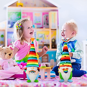 2 Pieces Large Rainbow Gnome Decoration Nisse Pride Gnome Ornaments Gnome Rainbow Plush Decor Felt Gnome Tiered Tray Ornaments Scandinavian Tomte Gnome Sign for Christmas Home Farmhouse Decoration