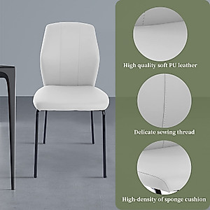 Zerifevni Set of 4 Dining Chair Modern Elegant Side Chairs Leather Durable Wide Cushion for Kitchen Room (4-White)