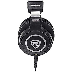 Rockville PRO-M50 Studio Headphones w/ Detachable Coil Cable, Case+Extra Ear Pad, Silver, mediam