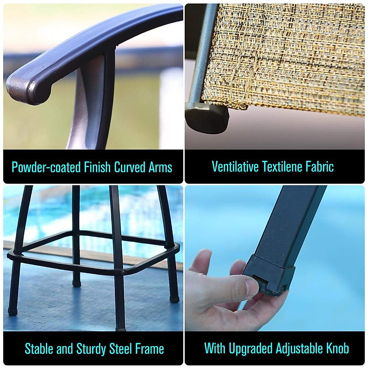 PHI VILLA Outdoor Bar Set for 6, Patio Bar Table and Chairs Furniture with Outdoor Swivel Bar Stools Table Set, Bar Height Patio Dining Set for Yard and Garden