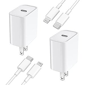 [Apple MFi Certified] iPhone Fast Charger, Veetone 2 Pack 20W USB C Power Delivery Wall Charger Plug with 6FT Type C to Lightning Quick Charge Sync Cable for iPhone 14/13/12/11/XS/XR/X/SE/iPad/AirPods
