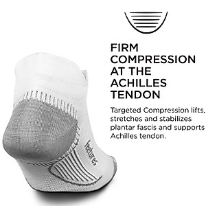 Feetures Plantar Fasciitis Relief Sock Ultra Light No Show Tab- Compression Sock for Men & Women- X-Large, White