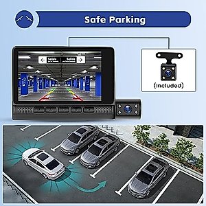 Hikity Car Dash Cam Front and Inside Camera - Loop Recording with 32G SD Card, 4 Inch IPS Screen, G-Sensor, Night Vision, Parking Monitor, Rear View Camera