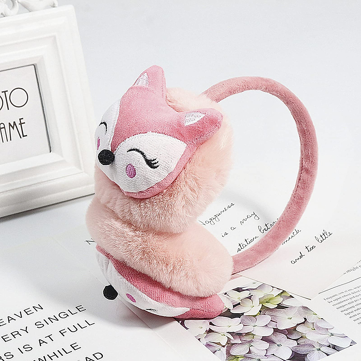 RONGXG Cute Fox Earmuff Girl Boy Plush Winter Warm Ear Muff Soft Furry Outdoor Ear Warmer Muff Kid Ear Cover Anti-Cold Ear Protector, Red, One Size