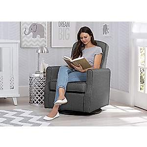 Delta Children Blair Slim Nursery Glider Swivel Rocker Chair, Charcoal