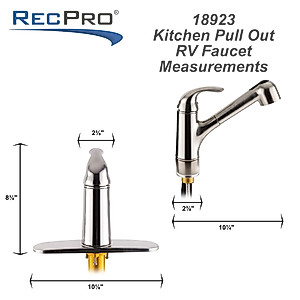 RecPro RV Kitchen Pull Out Faucet | Deck Brushed Nickel | WWFAU1 1812-50BN | Camper | Trailer | Fifth Wheel