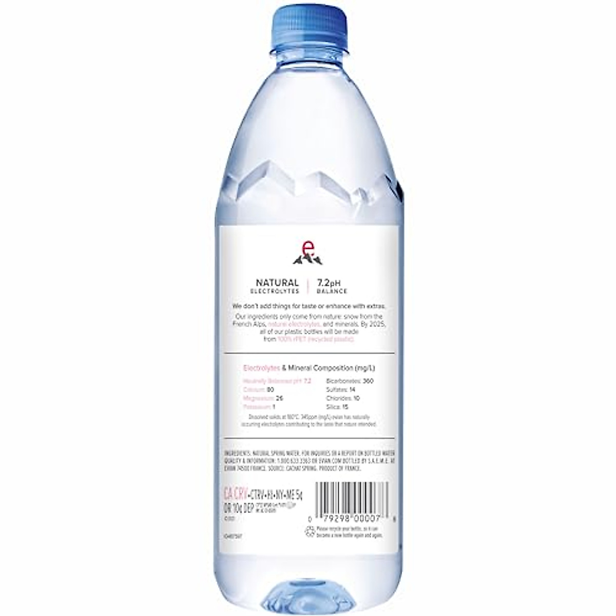 evian Natural Spring Water, PH Balanced with Natural Electrolytes, 33.8fl oz./1L Bottles (pack of 12)