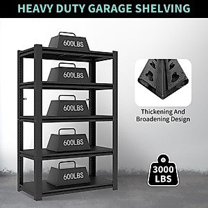 AQY 72" H|48" W Garage Shelving Heavy Duty, Metal Adjustable 5 Tier Storage Shelves, Garage Industrial Shelving Utility Racks for Kitchen, Industrial, Warehouse, Basement, Workshop (72" Hx48 Wx24 D)