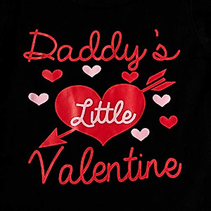 Newborn Infant Girl Skirt Outfits Red Heart Black Romper+Golden Dots Red Tulle Tutu Skirt Baby Clothes Valentine's Day (0-3 Months, Daddy's Little Valentine Outfits)