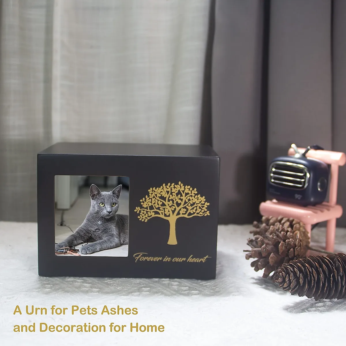 Amvnotia Pet Memorial Urns for Dogs or Cats Ashes, Large Wooden Dog Cremation Urns with Personalized Photo Frame, Dog Urn Keepsake Box with Ashes Bags, Loss Pet Remembrance Gift, Waterproof Face