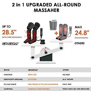 CINCOM Leg Massager, Leg Compression Massager with Heat for Circulation and Pain Relief Air Compression Foot Calf Thigh Massager with Handheld Controller