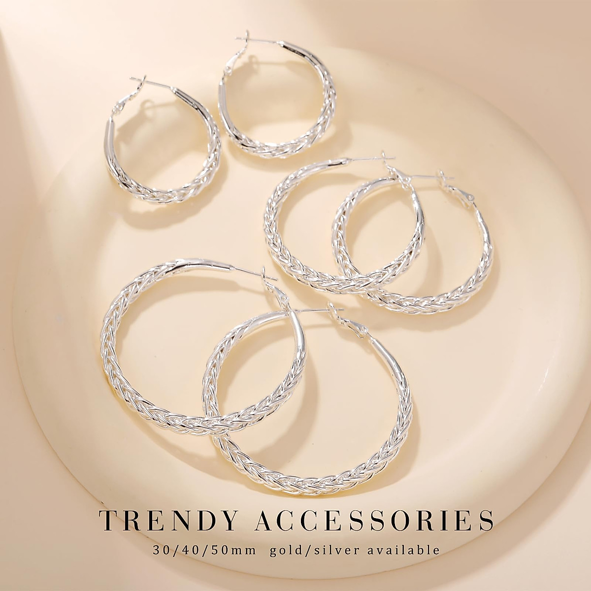 Senteria Silver Hoop Earrings for Women 925 Sterling Silver Hoop Earrings Hypoallergenic Lightweight Large Silver Hoop Earrings Thick Twisted Silver Hoop Earrings