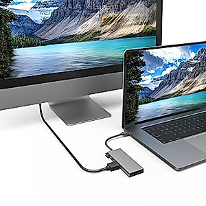 Hama USB C Hub 6 Ports (Multiport Adapter 1x HDMI 4K, 2X USB-A, 1x USB-C for Transfer Data and Charging with PD, 2X Card Reader SD and microSD, USB C Adapter 6-in-1 for Office, Home Office) Aluminium