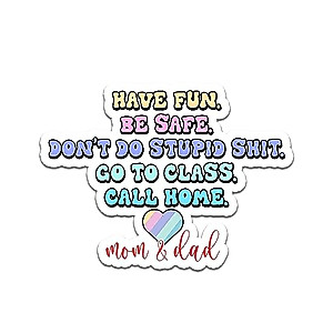 Miraki Don't Do Stupid Sh*t Love Mom Sticker, Funny Graduation Sticker, Mom Love Dad Sticker, Water Assitant Die-Cut Vinyl Funny Decals for Laptop, Phone, Water Bottles, Kindle Sticker