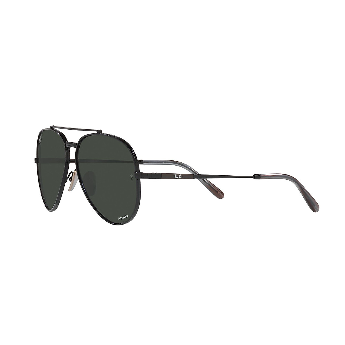 Ray-Ban RB8225 Aviator Titanium Sunglasses, Black/Polarized Dark Grey, 62 mm