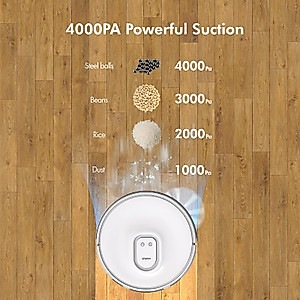 Neabot Q11 Robot Vacuum and Mop, 4000Pa Strong Suction Self Emptying Robotic Vacuum, Wi-Fi / Bluetooth Connectivity, APP & Alexa Control, Multi Floor Mapping, Ideal for Pet Hair, Hard Floor and Carpet