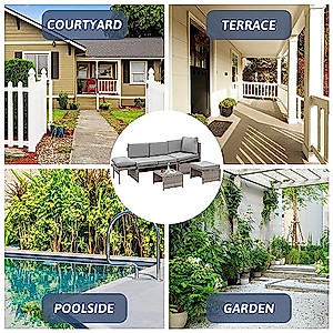 Pieryakers Outdoor Patio Furniture,Rattan Outdoor Furniture Sectional Sofa 4 Piece, All Weather Outdoor Couch,PE Wicker Rattan Outdoor Lounge Patio Sofas with Cushions for Backyard, Poolside, Yard,etc