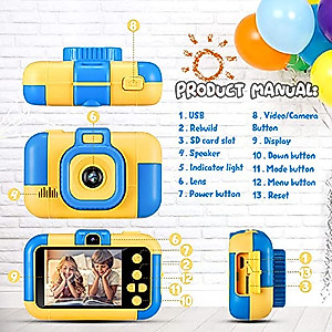 Kids Camera,2.4 Inch 1080p Dual Lens Digital Camera for Kids Birthday Gifts for Boys