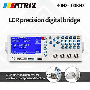 MATRIX LCR Meter, Capacitance Meter 40Hz-100kHz, Inductance Meter Accuracy 0.1%, Digital Multimeter with 32-Bit Core Processor, Electronic Component Tester 30Ω/100Ω Two Output Resistance, MCR-5100