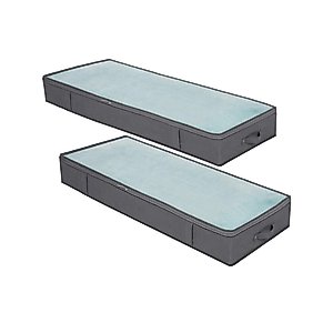 MAX Houser Under Bed Storage Bag,Breathable,Storage Bags for Blankets Clothes, Sweater,Pack of 2 (Grey)