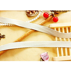 Abbaoww 50 Yards Cotton Twill Tape Ribbon 1/2 Inch, Soft Natural Webbing Tape Herringbone Tape for Sewing DIY Craft, Beige