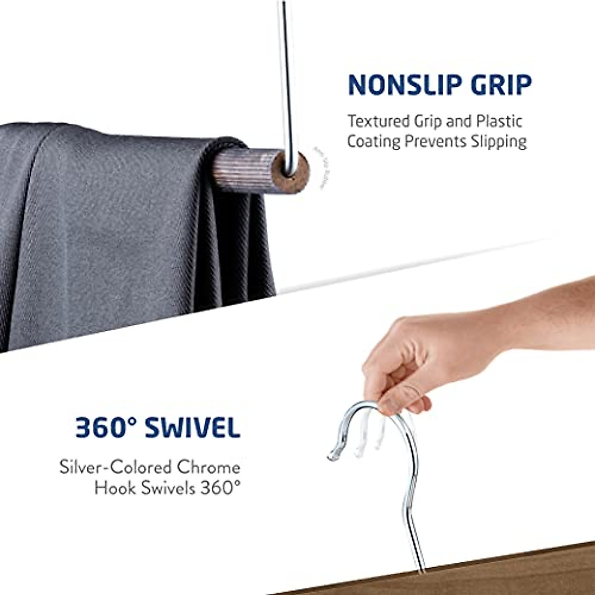 High-Grade Wooden Slack/Trouser Pants Hangers with Non Slip Bar Smooth Finish, Durable Wooden Hangers - Slim & Sleek Space Saving Closet Hangers, 360° Hook- Ideal for Pant (Vintage, 10)