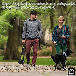 HOMAGICO Pooper Scooper, Portable Dog Pooper Scooper with Long Handle, Foldable Pooper Scooper for Large Medium Dogs with Bag Attachment, Easy to Use Perfect for Grass, Dirt, Gravel (Green)