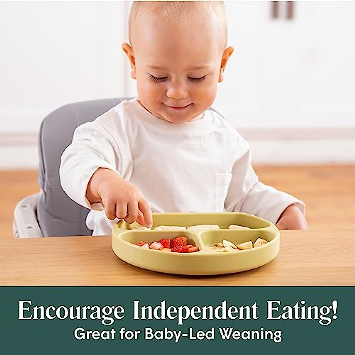 Simka Rose Baby Suction Plates for Baby & Toddler Plates Silicone Plate Baby Baby Dishes- BPA Free Silicone Divided Design Microwave & Dishwasher Safe - Baby Led Weaning Supplies Utensils (Pack of 1)