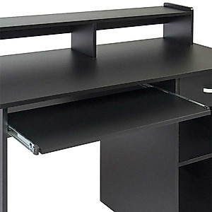 Thaweesuk Shop New Black Writing Table Computer Desk Laptop PC Wood Workstation Study Office Home Work Furniture E1 15mm Chipboard 43.3" x 19.69" x 37.4" (LxWxH
