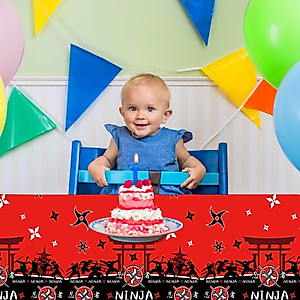 3 Pieces Ninja Tablecloths Ninja Party Decorations Disposable Ninja Warrior Table Covers Ninja Birthday Party Supplies Ninja Table Decorations for Boys Ninja Warrior Themed Birthday 51.2 x 86.6 Inches