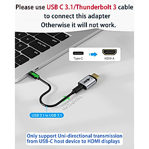 ELUTENG USB C to HDMI Adapter (Not USB to HDMI) Type C Female to HDMI Male Converter 4K@60Hz USBC/Thunderbolt 3 to HDMI 2.0 Connector
