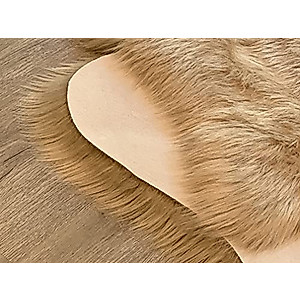 LAMBZY Faux Sheepskin Super Soft Hypoallergenic Silky Shag Rug for Living Room, Kids Room, Sofa (Quarto 4 Pelts 4'x6', Beige)