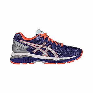 ASICS Women's Gel-Kayano 23 Lite-Show Running Shoe, Blue/Silver/Flash Coral, 6 M US