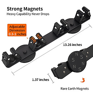 UNUSFIRE Magnetic Broom Holder,Strong Magnetic Mount Broom and Mop Holder 4 Racks for Cleaning Tools,Non-slip Magnetic Tool Holder Broom Hooks for Apartment RV Accessories Camper Garage Kitchen
