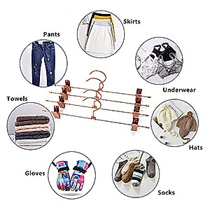 Koobay 13.8" Rose Gold Pants Metal Clothes Hangers, 30 Pack, Trouser Hangers with Clips Bottom Hangers Storage Display