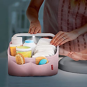 Skip Hop Diaper Caddy Organizer with Touch Sensor Night Light, Nursery Style, Pink Heather
