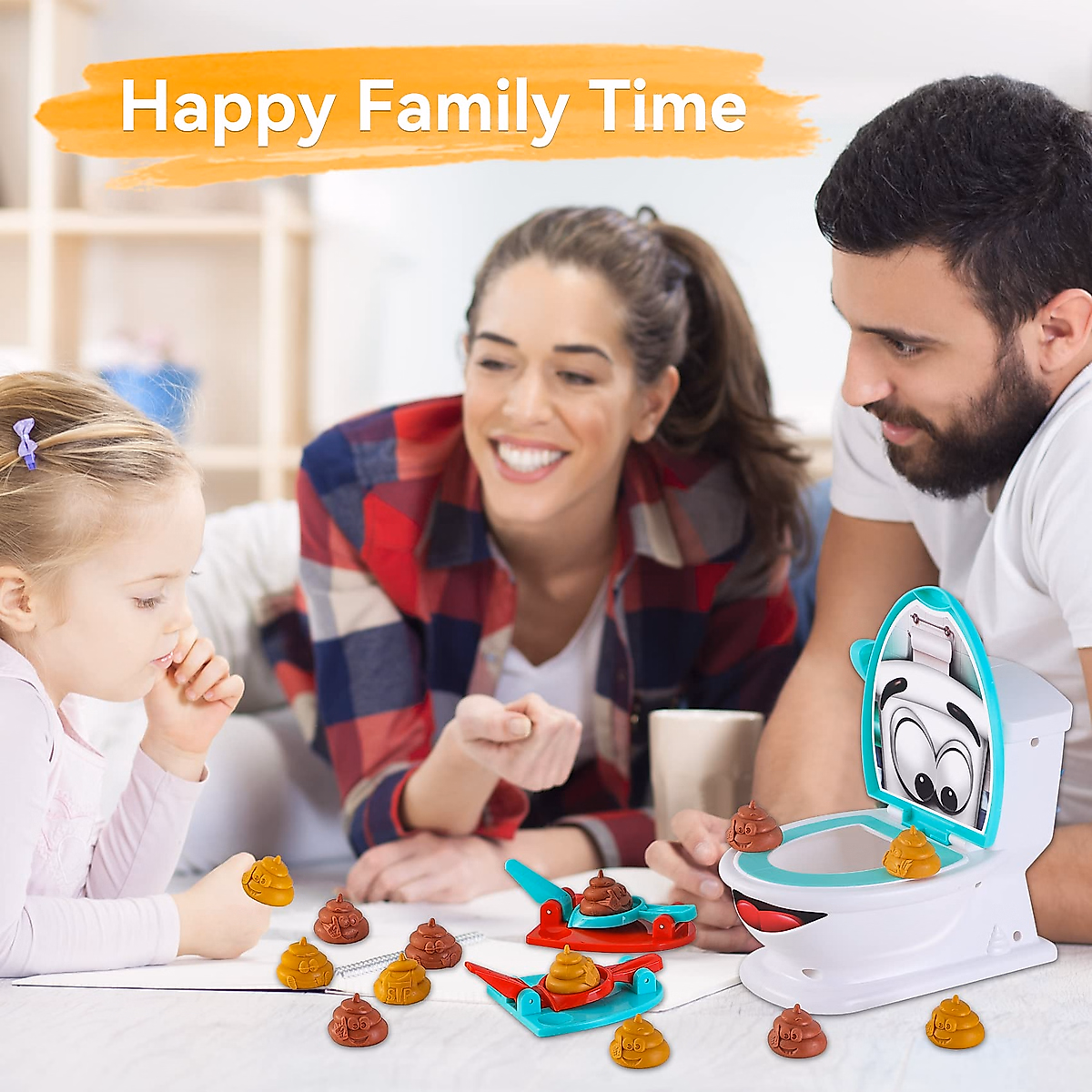 Red Stars Family Poop Shoot The Toilet Creative Toy for 4-12 Years Boys and Girls,Include 12 Poops, 2 Launchers and A Sticker