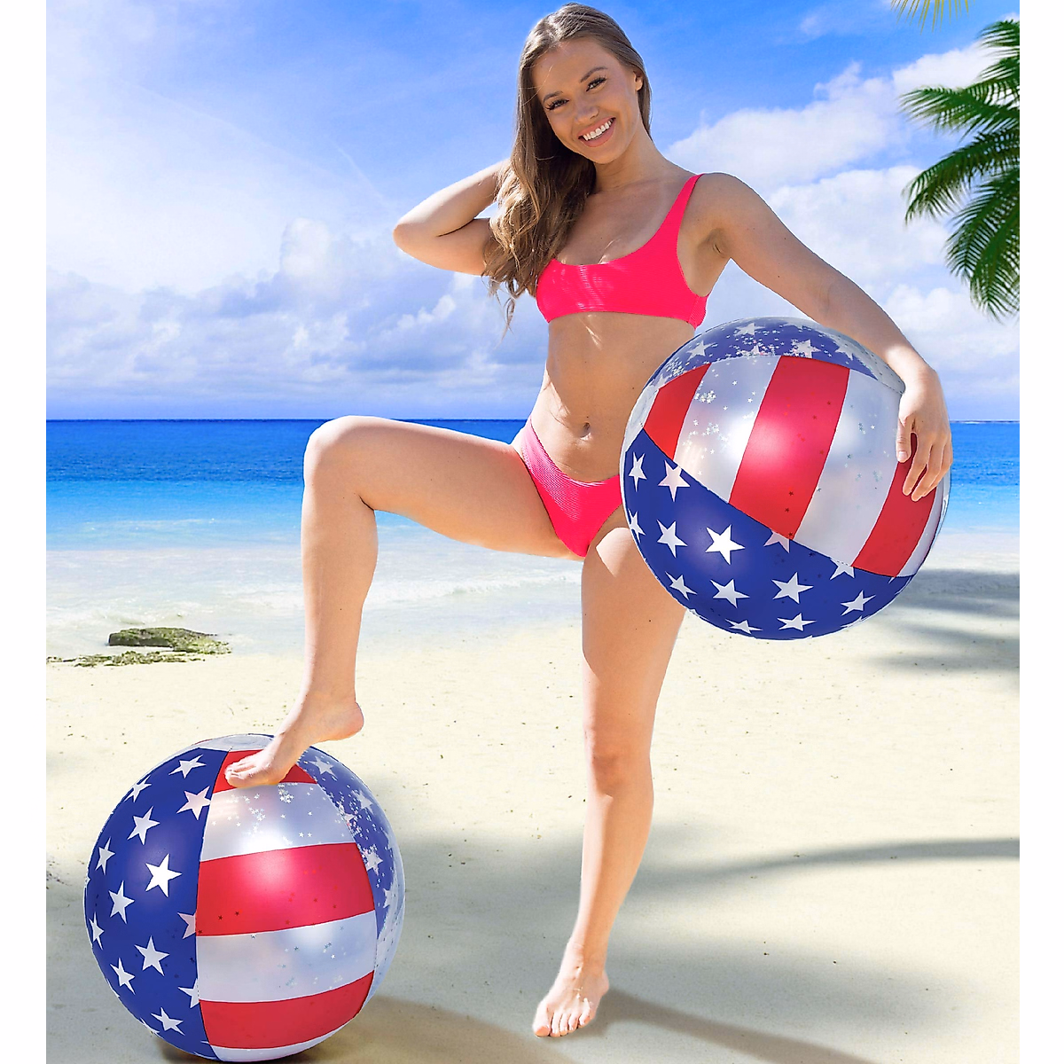 POZA USA Flag Inflatable Pool Float Tube - Sparkle Silver Star Filled American Flag Pool Float for Beach, River, or Lake, Patriotic Inflatable Blow Up Pool Float, 4th of July Pool Party - 36 Inch