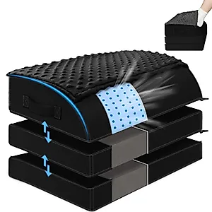 Foot Rest Under Desk for Office Use, Gel Memory Foam Foot Stool with 3 Adjustable Heights and Feet Warm Pocket for Back, Hip, Legs Discomfort Relief, Ergonomic Footrest for Office Chair & Gaming Chair