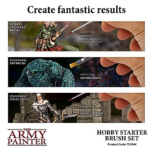 The Army Painter Hobby Brush Starter Set -Miniature Small Paint Brush Set of 3 Acrylic Paint Brushes-Includes Drybrush, Standard Model Paint Brush & Detail Fine Tip Paint Brush for Acrylic Painting