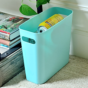 Youngever 1.5 Gallon Slim Trash Can, Plastic Garbage Container Bin, Small Trash Bin with Handles for Home Office, Living Room, Study Room, Kitchen, Bathroom (2 Pack Mint)