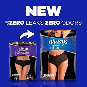 Always Discreet Boutique Adult Incontinence and Postpartum Underwear for Women, Maximum Protection, XL, Rosy, 16 Count (Packaging May Vary)