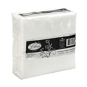 Lillian Tablesettings Premium White Napkins, Large Dinner Napkin, 3 Ply Paper White, 75 count