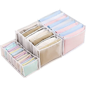 Flocovers Wardrobe Clothes Organizer（2PCS）- Washable Drawer Dividers for Clothes - Pants, Jeans, T Shirt Organizer for Drawer - Folded Closet Organizers (WHITE, 3 Pack -Leggings-Jeans-T-shirts)